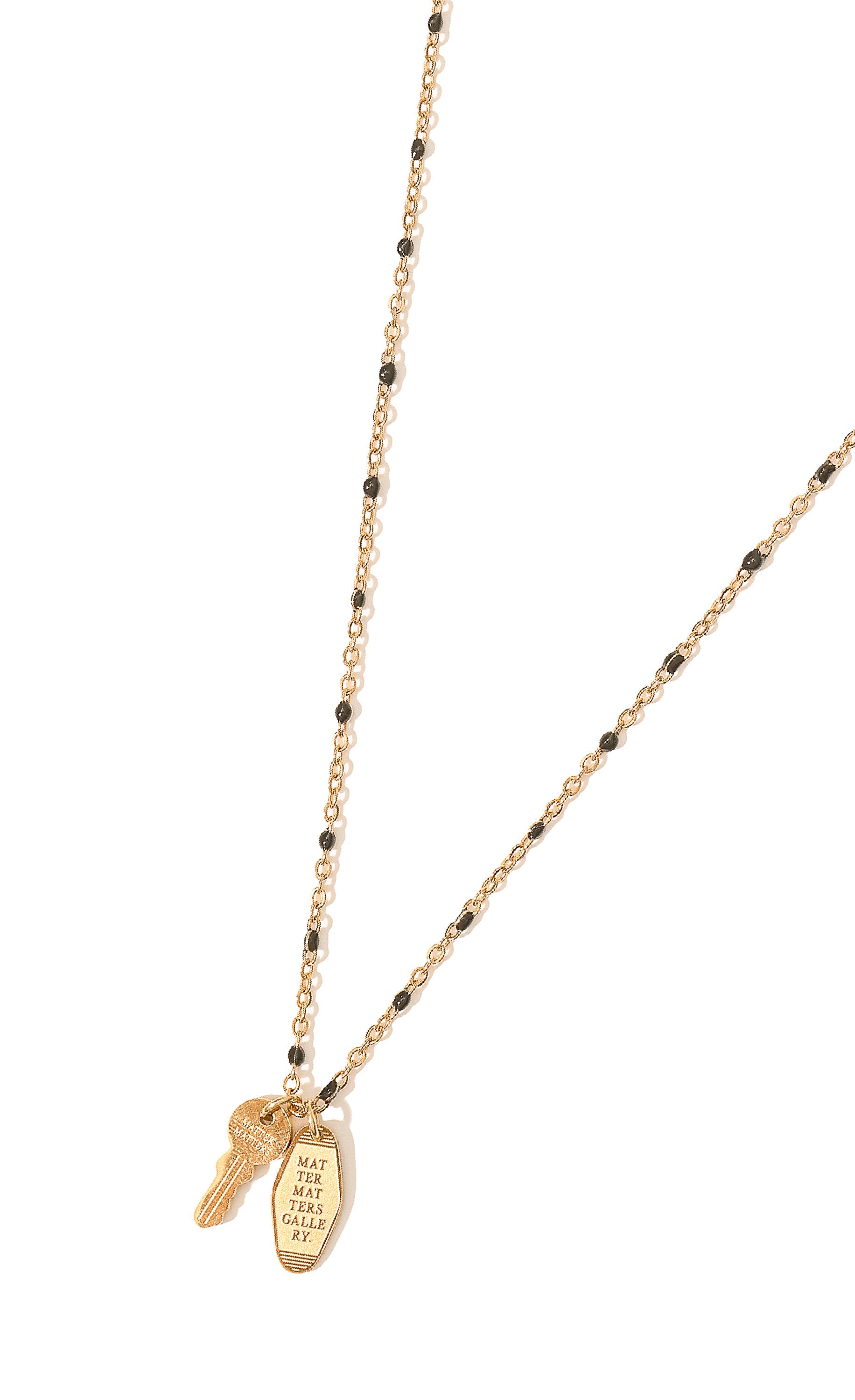 Vacation Key Tag Necklace • Black/Pink/Gold Chain – Matter Matters